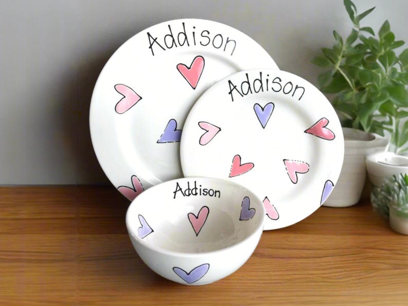 Personalised Dinner Set, Ceramic Plates & Bowl Set, Dinner Set, Ceramic ...