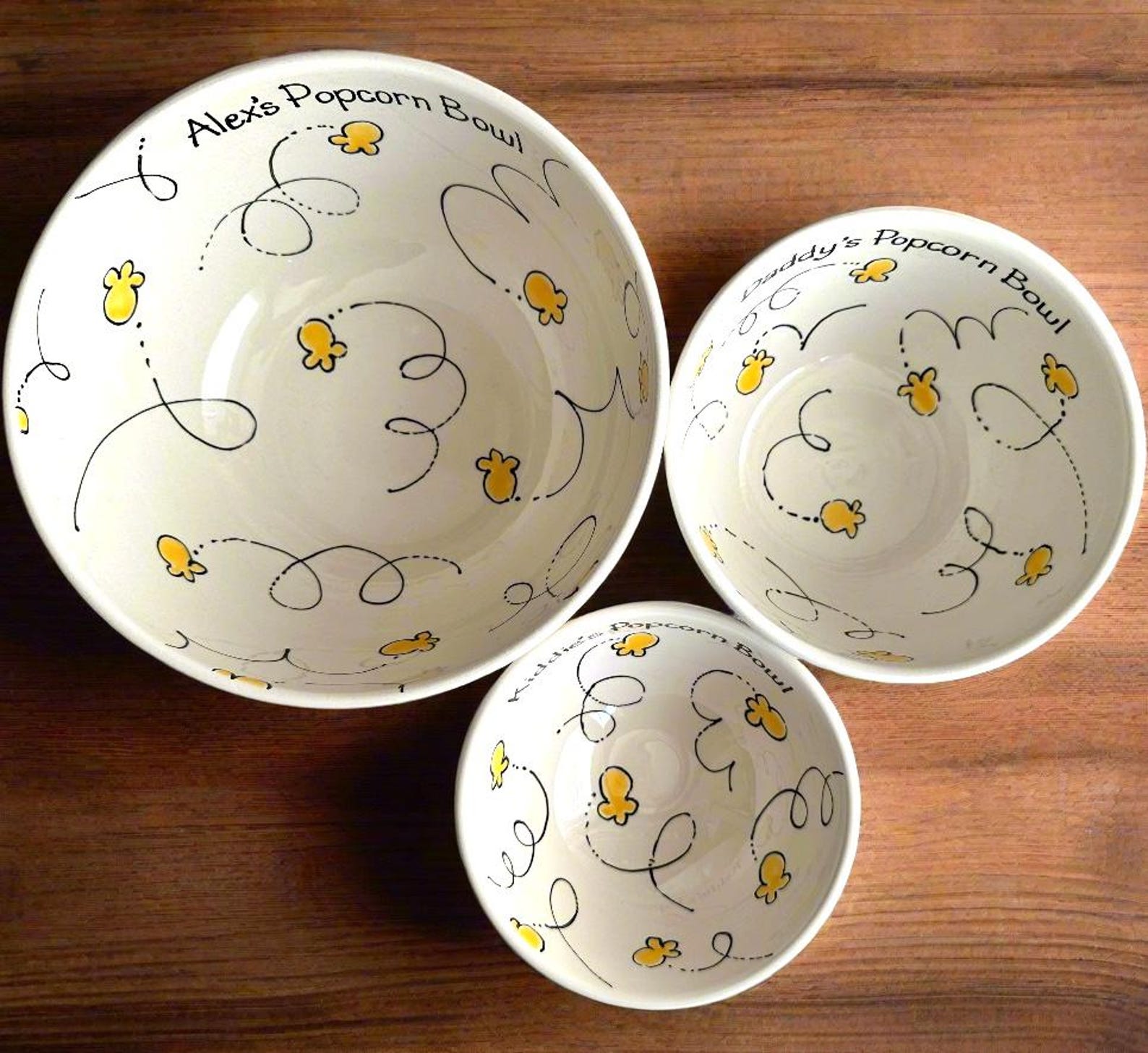 Personalized Ceramic Popcorn Bowl: Hand-painted Movie Night Tub - Etsy