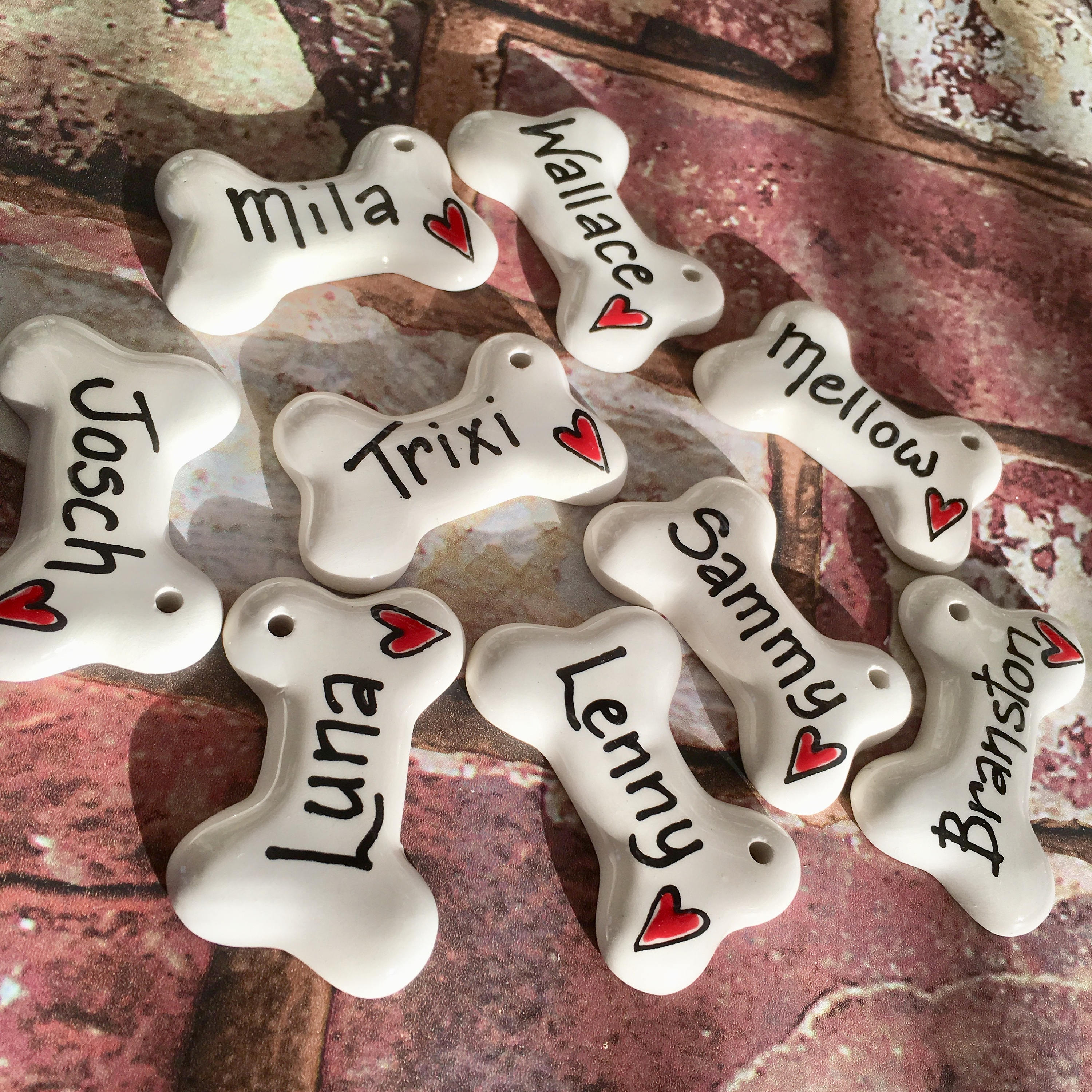 Personalised Dog Tag Ceramic Name Tag Bone Tag Heart Tag | Etsy