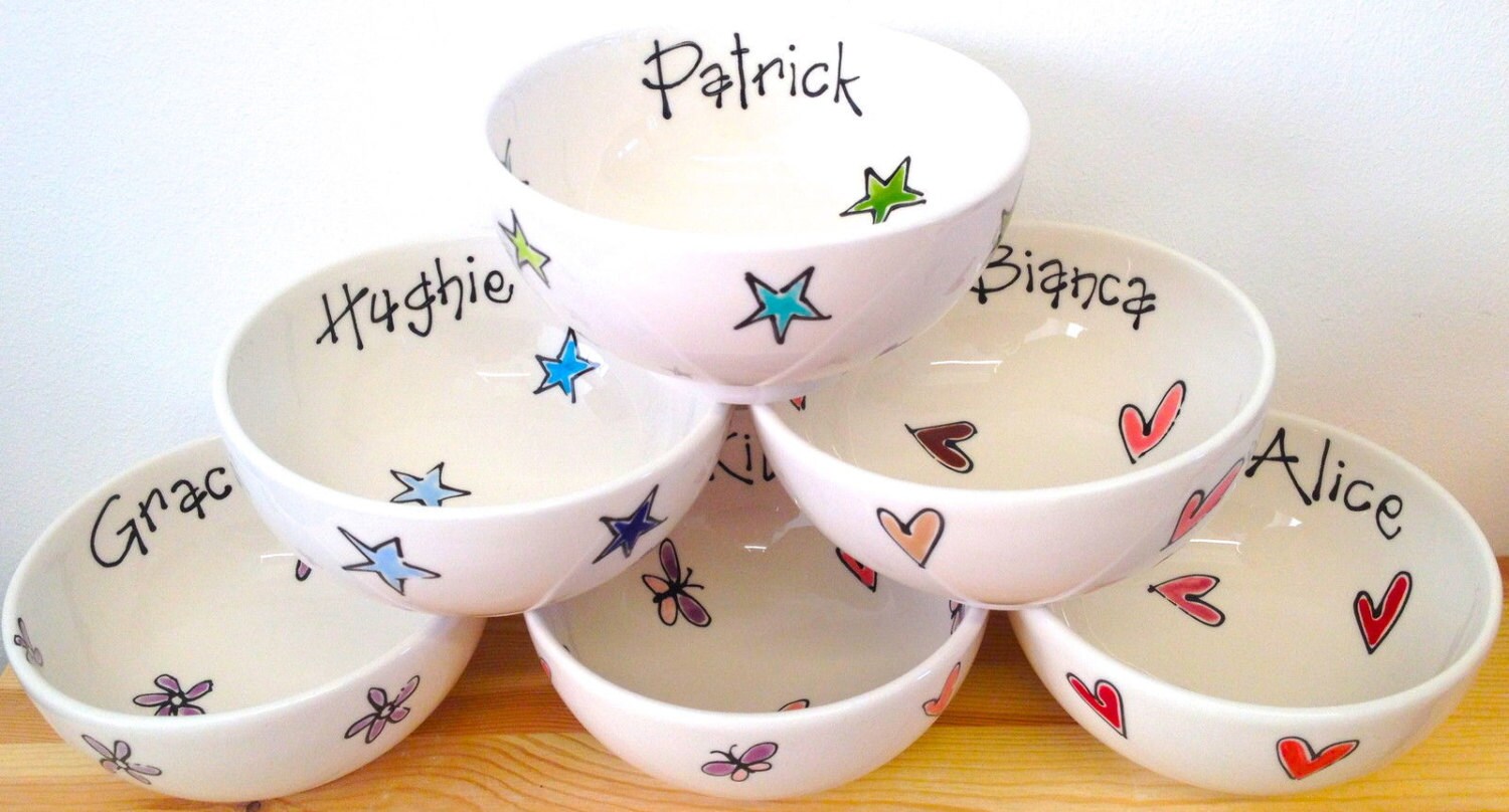 Personalised Bowl, Glazed Ceramic Bowls, Pretty Bowl, Mum Gift, Dad ...
