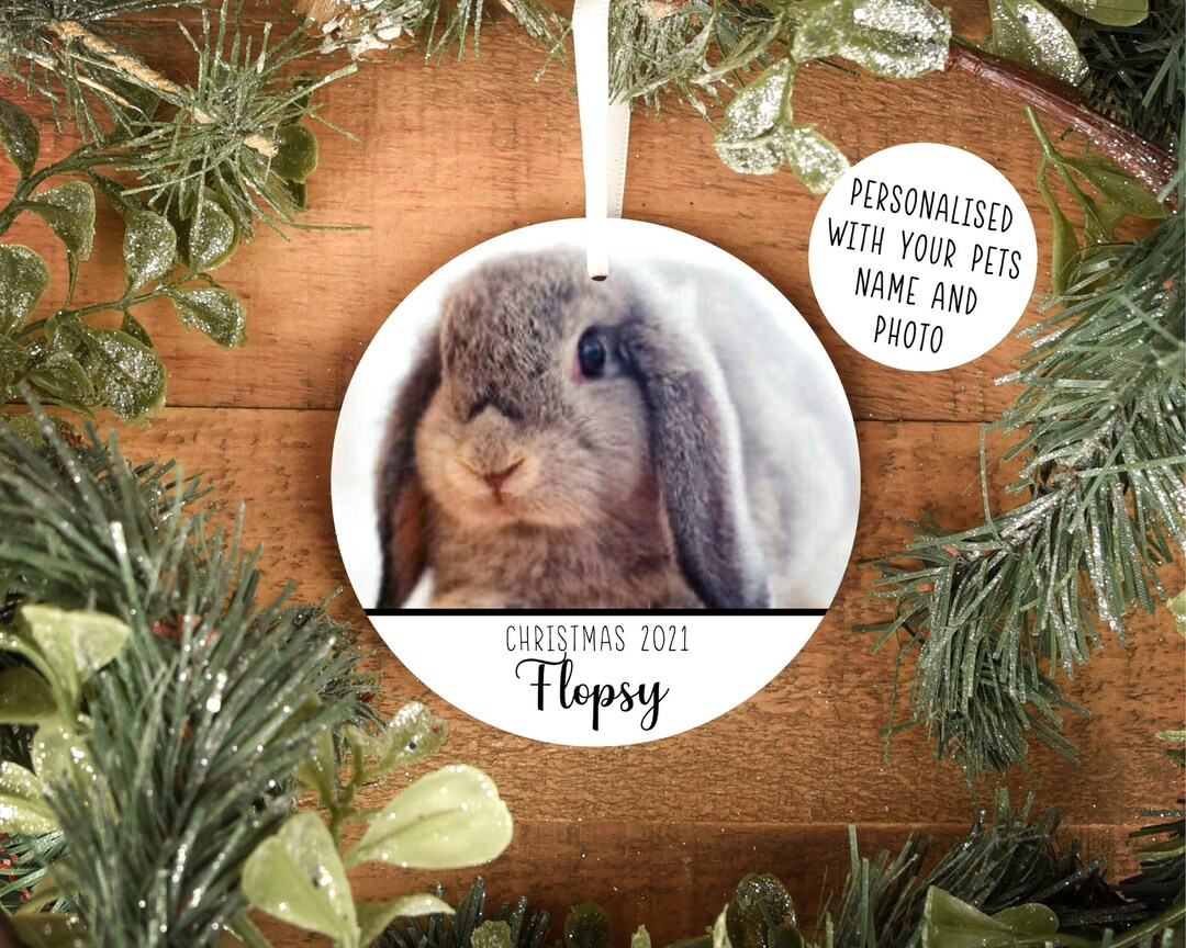 Rabbit Christmas Tree Decoration, Personalised Rabbit Christmas Bauble ...