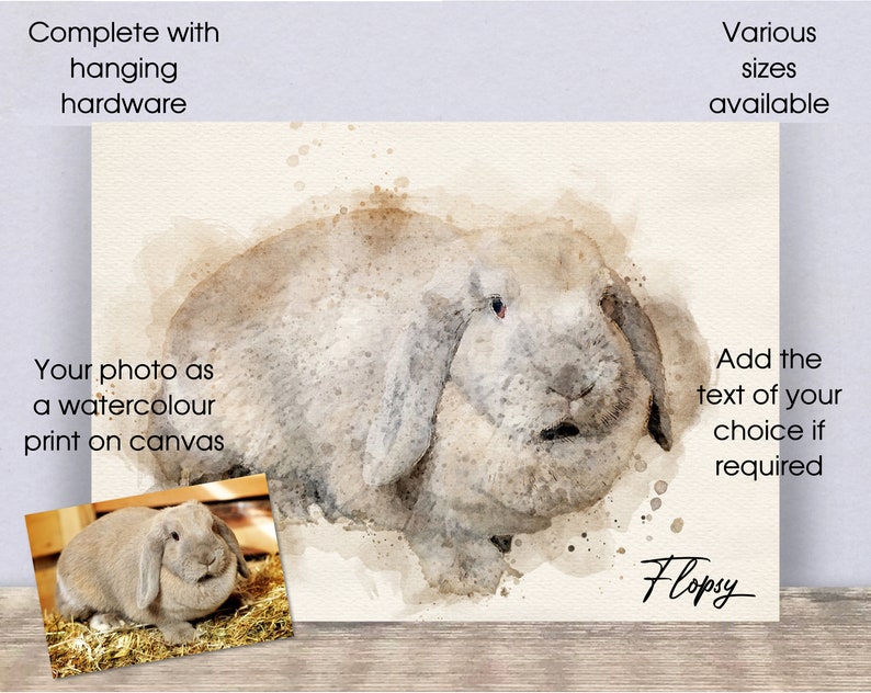 Custom Rabbit Watercolour Portrait Rabbit Gifts Rabbit | Etsy UK