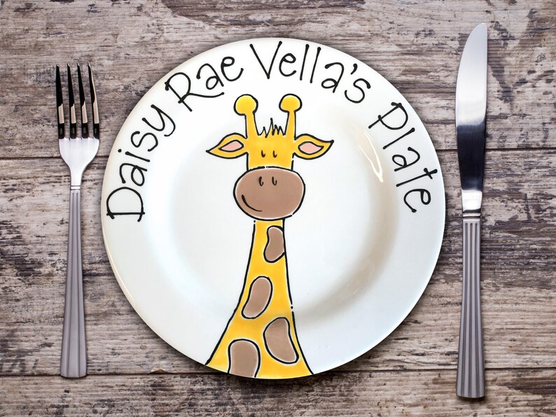 Giraffe Plate, Kids Name Plate, Plate for Son, Gift for Girls, Grandson ...