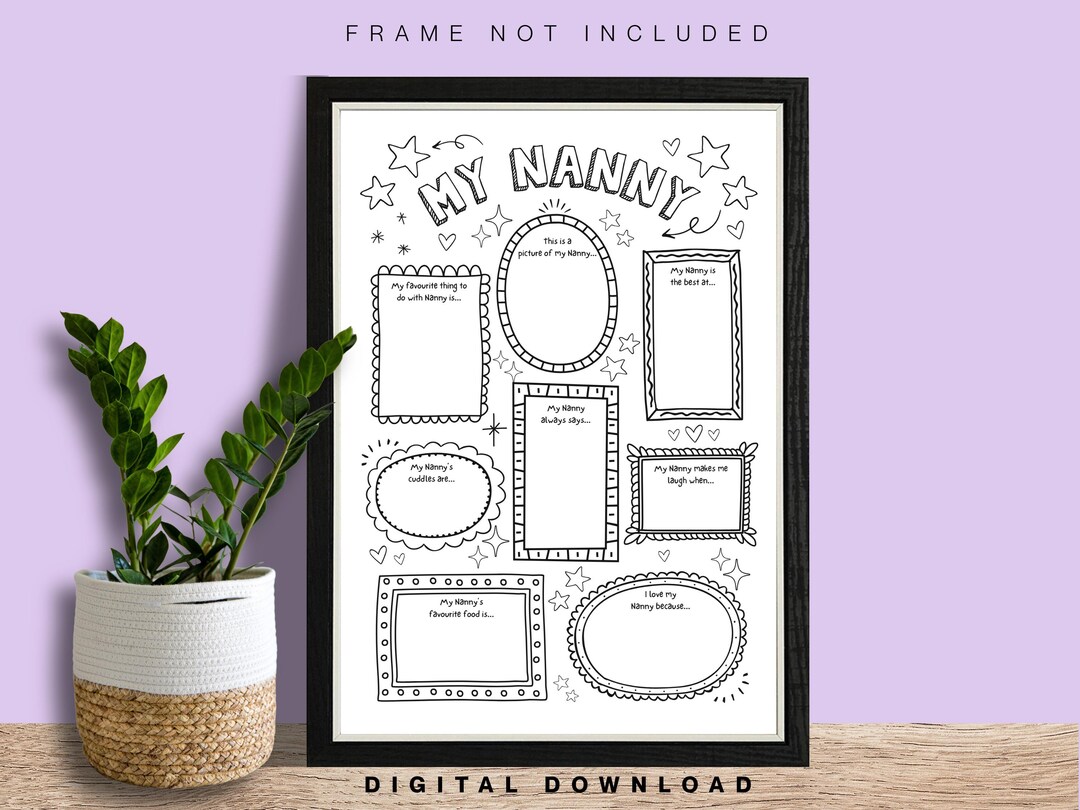 Frame for Nanny, Interview Q&A for Nanny, Nanny Keepsake Print, Nan ...