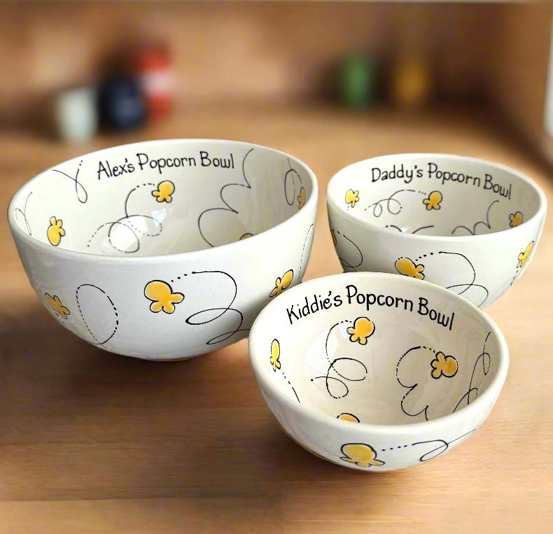 Popcorn Bowl, Personalised Pop Corn Bowl, Glazed Ceramic Bowls, Bowl ...