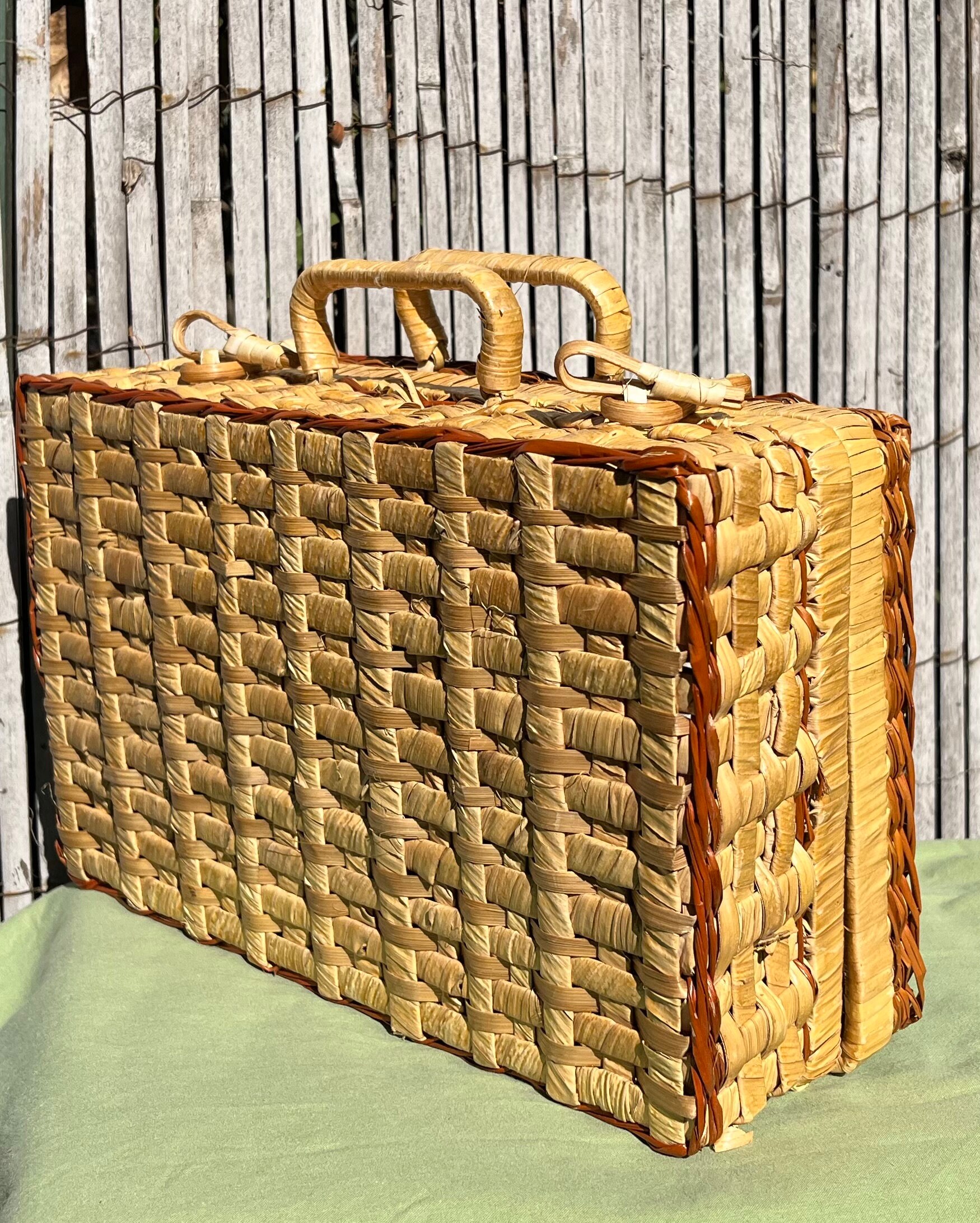 Wicker Rattan Suitcase Vintage Briefcase / Holy10 Paris France - Etsy