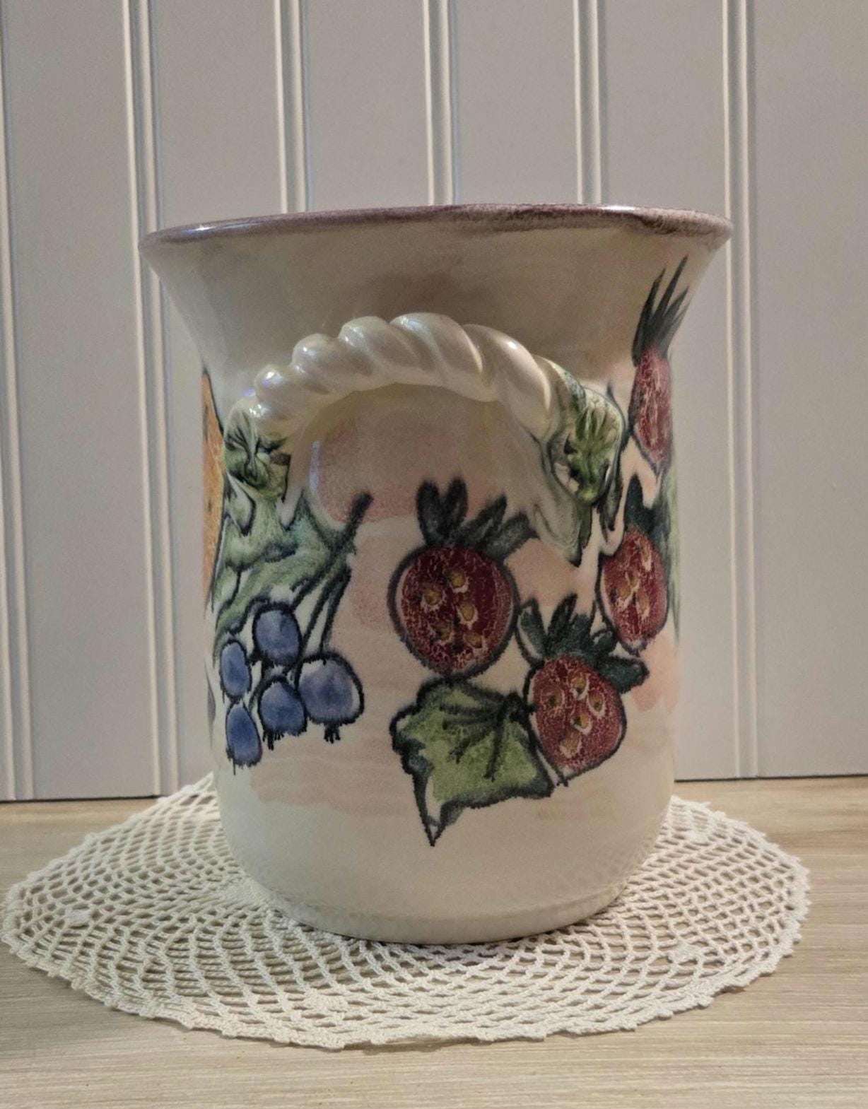 Vintage Canadian Monicats Pottery Utensil Holder / Utensil Holder ...