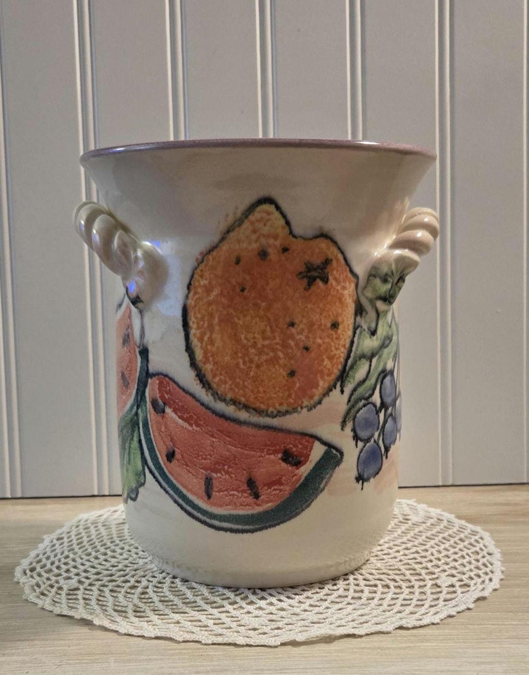 Vintage Canadian Monicats Pottery Utensil Holder / Utensil Holder ...