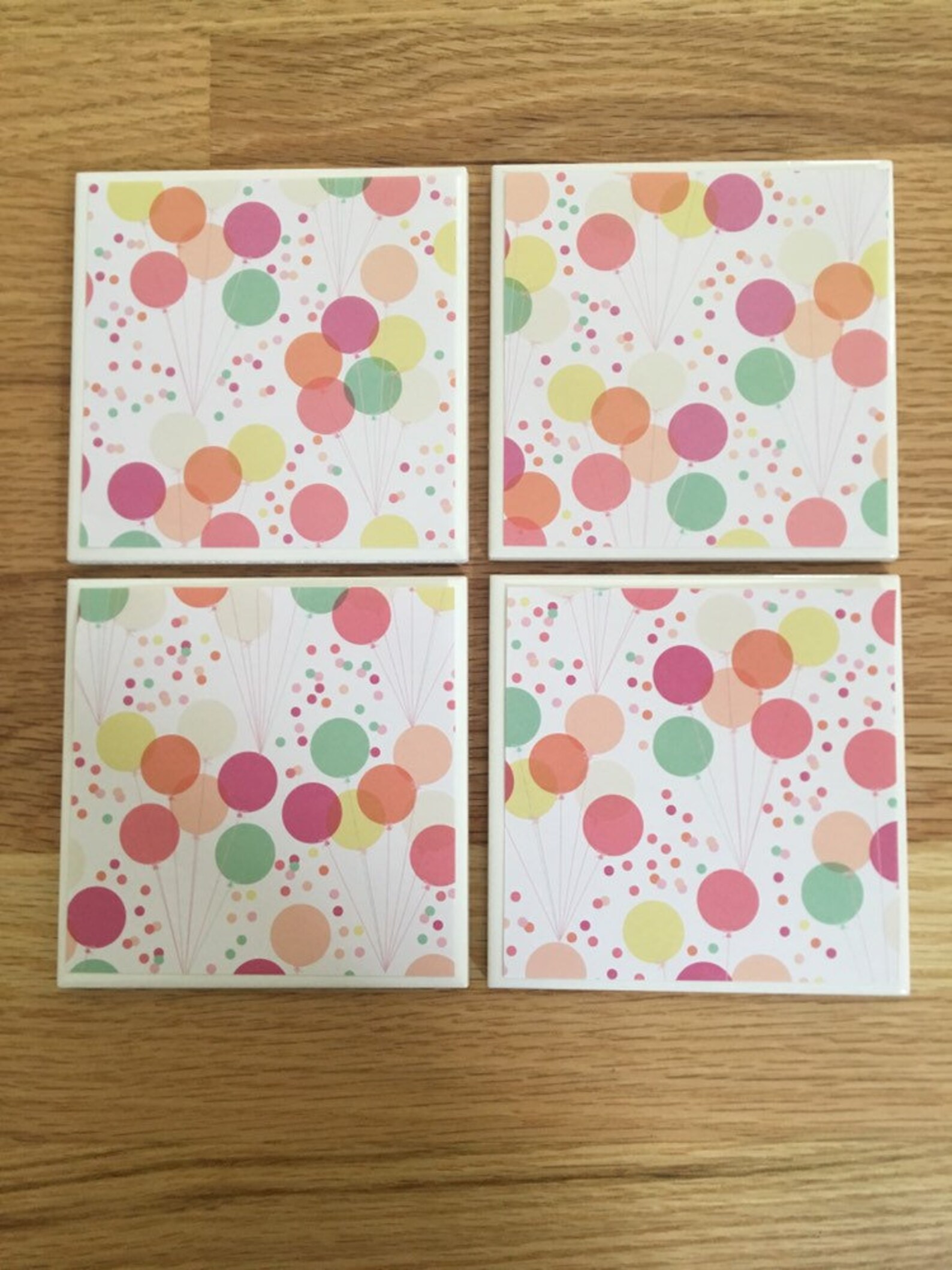 Birthday Balloons Tile Coasters Ceramic Coasters Teacher - Etsy