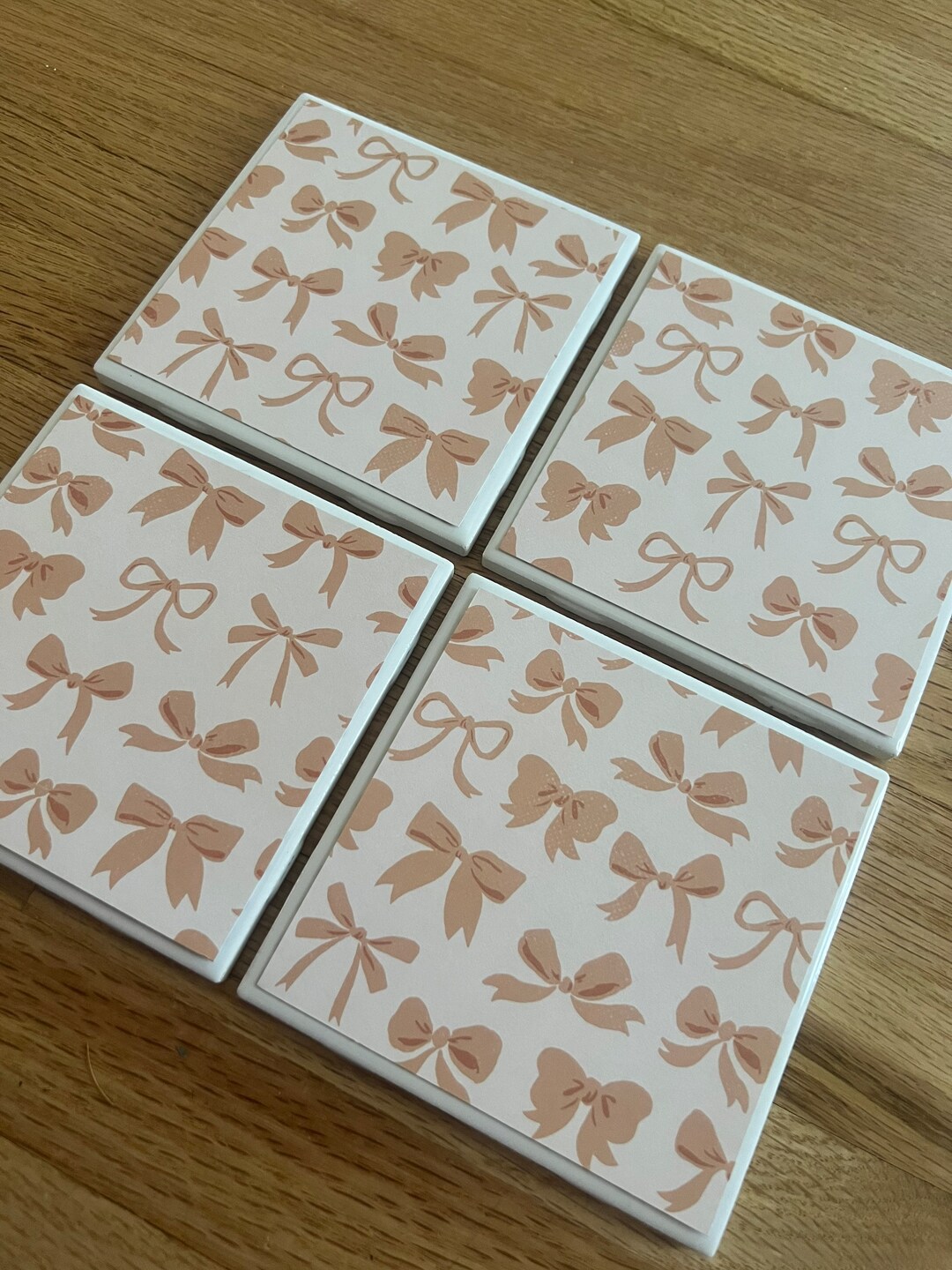 Assorted Bow Tile Coasters, Ceramic Coasters, New Home Gifts, Teacher ...