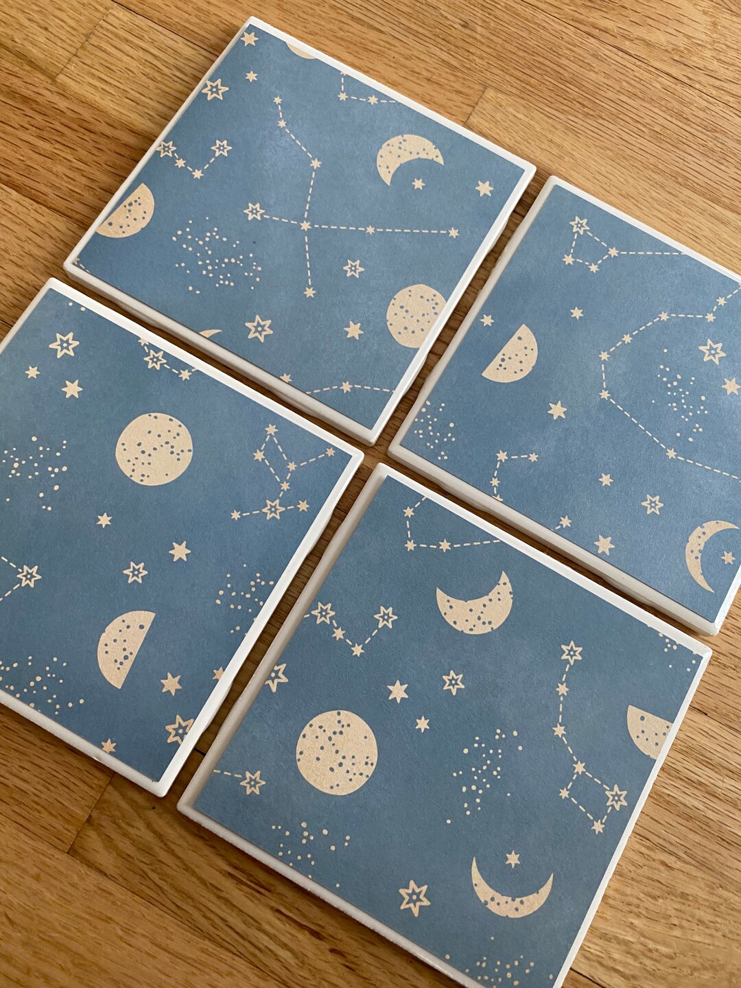 Moon and Stars Aligning Tile Coasters Ceramic Coasters New - Etsy