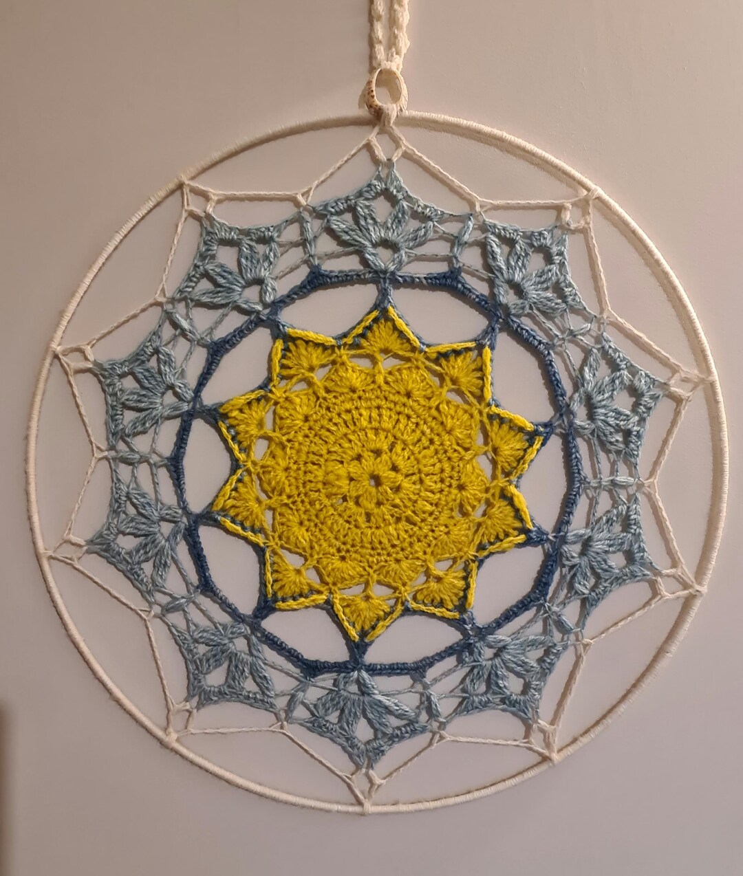 Sun Mandala Wall Art Crocheted in Pure British Wool. - Etsy