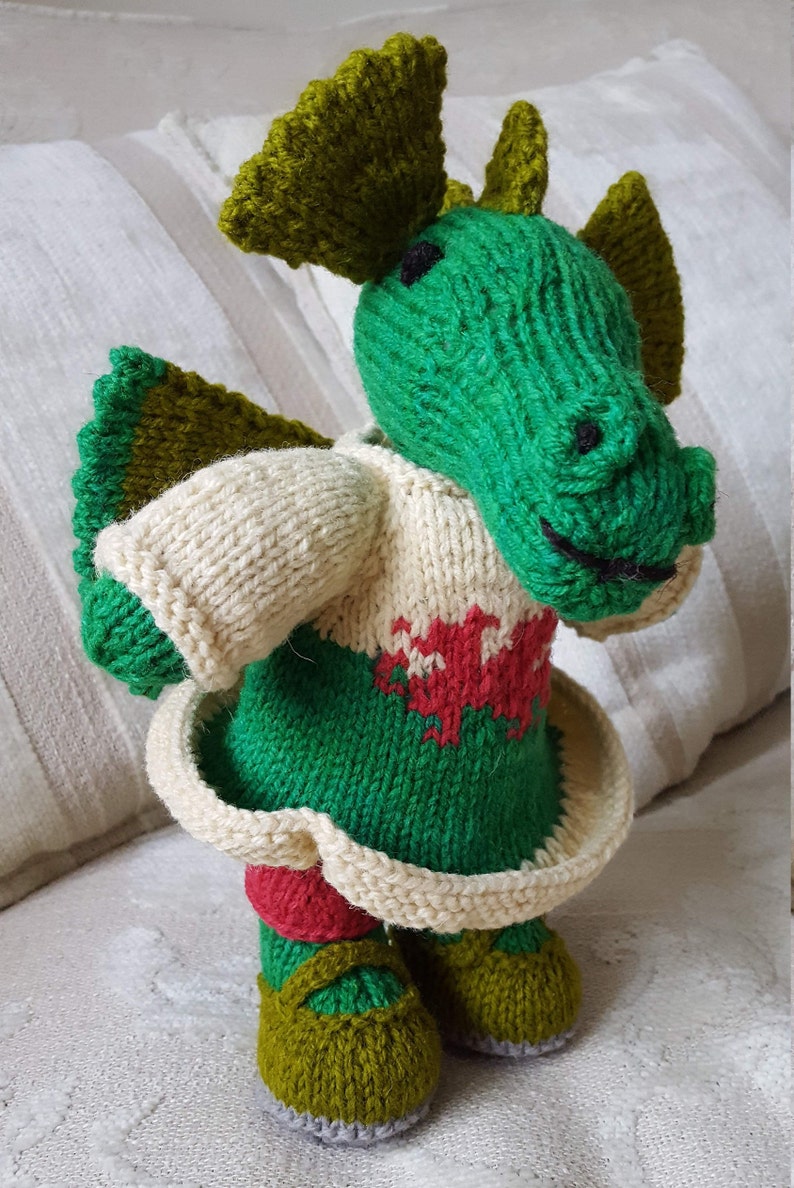 Hand Knitted Welsh Dragon Doll - Etsy