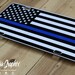 Thin Blue Line American Flag License Plate Matte Black on 1/8" White ...