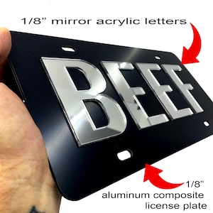 Beef License Plate Brushed Aluminum on Black 2-D Farmer Heavy Duty - Etsy