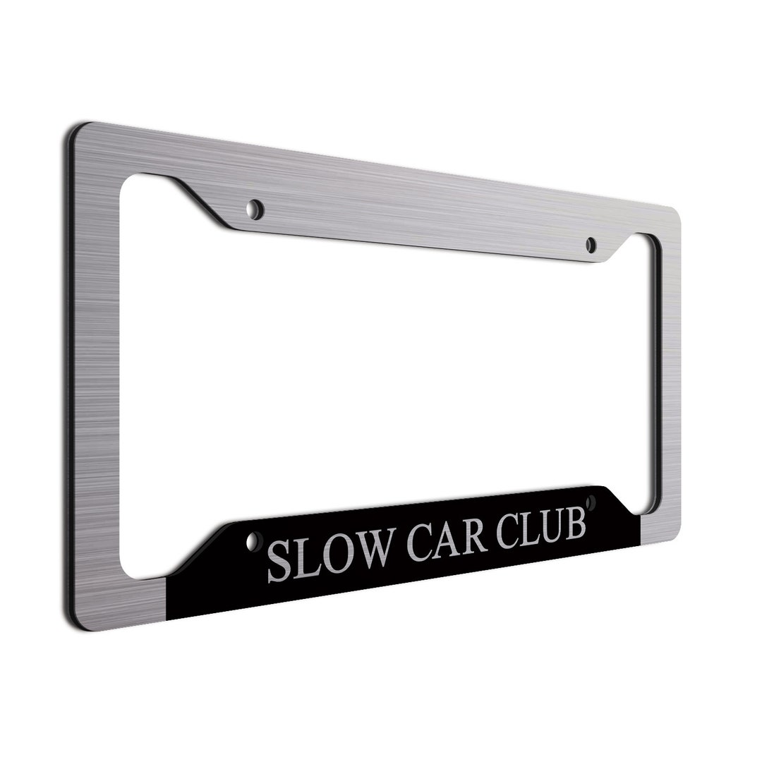 Slow Car Club License Plate Frame: Brushed Aluminum Vanity Plate - Etsy