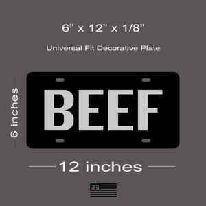 Beef License Plate Brushed Aluminum on Black 2-D Farmer Heavy Duty - Etsy