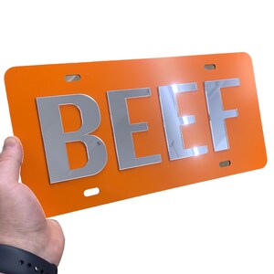 Beef License Plate Brushed Aluminum on Black 2-D Farmer Heavy Duty - Etsy