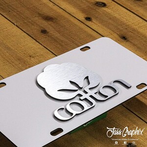 2D Cotton Farmer License Plate Brushed Aluminum on Black Blue Red or ...
