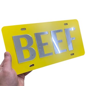 Beef License Plate Brushed Aluminum on Black 2-D Farmer Heavy Duty - Etsy