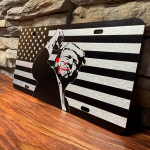 American Flag License Plate With Donald Trump Figure, Patriotic Car Tag ...