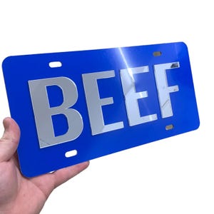 Beef License Plate Brushed Aluminum on Black 2-D Farmer Heavy Duty - Etsy
