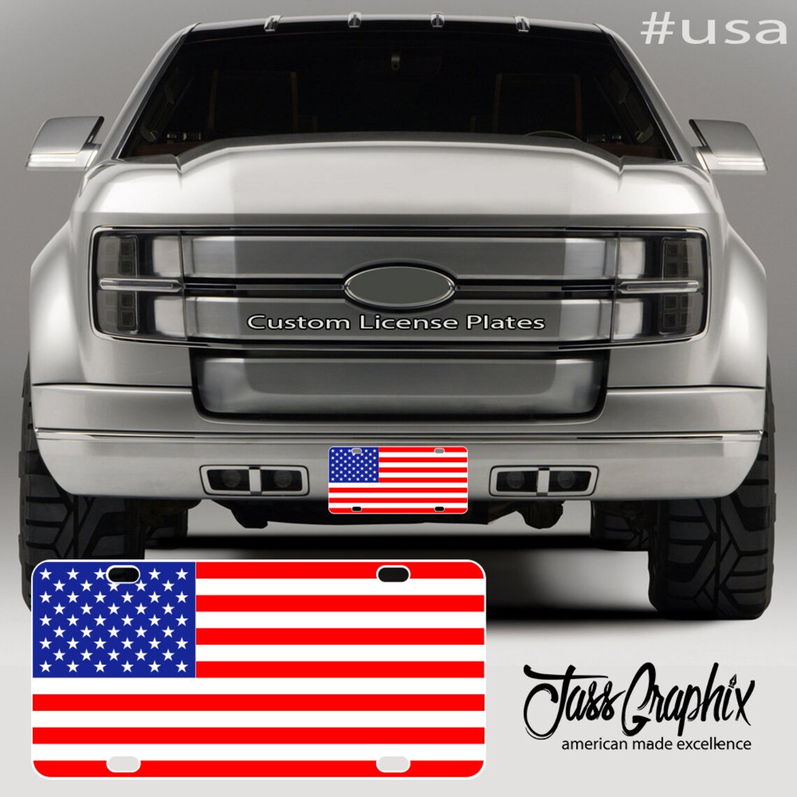 American Flag License Plate 1/8 White Aluminum - Etsy