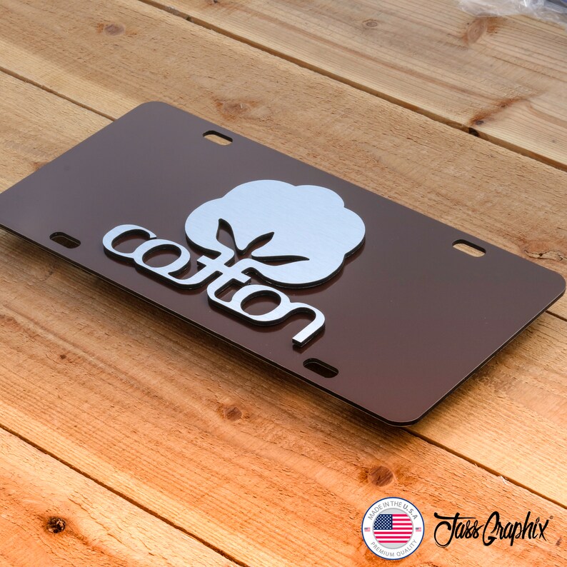 2D Cotton Farmer License Plate Brushed Aluminum on Black Blue - Etsy