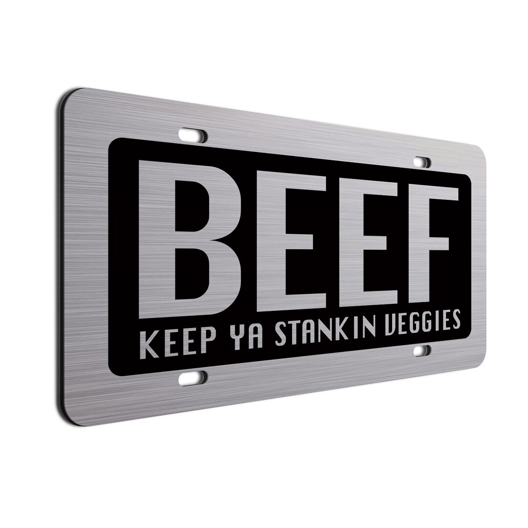 Beef License Plate: Brushed Aluminum Car Tag, Farmers Gift - Etsy