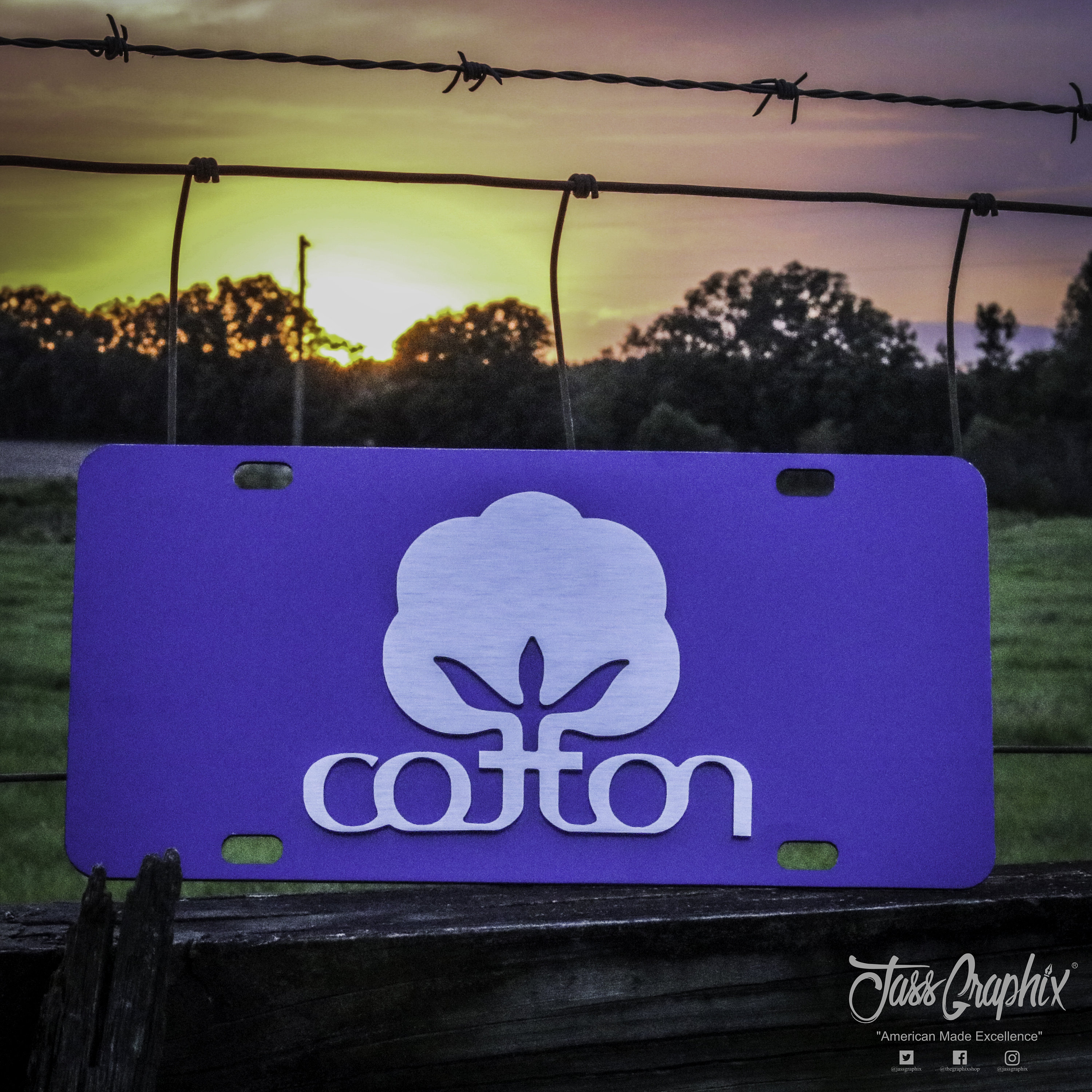 2D Cotton Farmer License Plate Brushed Aluminum on Black Blue - Etsy