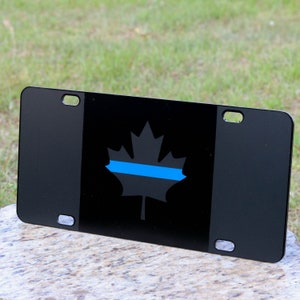 Canadian Flag License Plate Matte Black on 1/8" Black Heavy Duty ...
