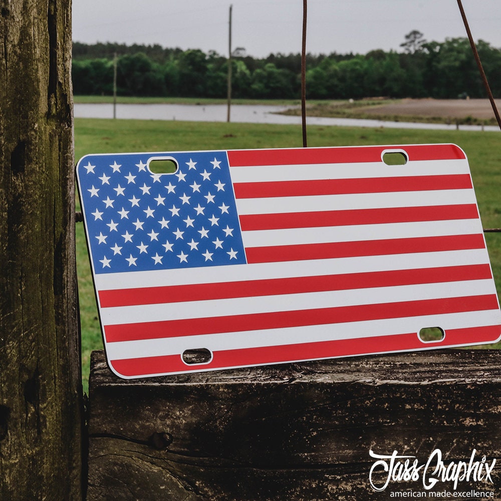 American Flag License Plate 1/8 White Aluminum | Etsy