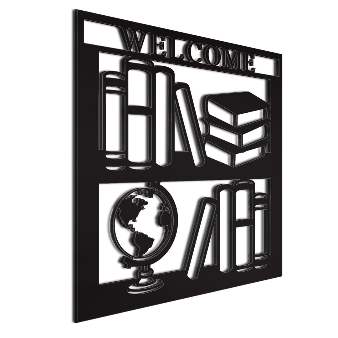 Bookshelf Welcome Sign | Door Hanger | Library Sign | Gift for Teachers ...