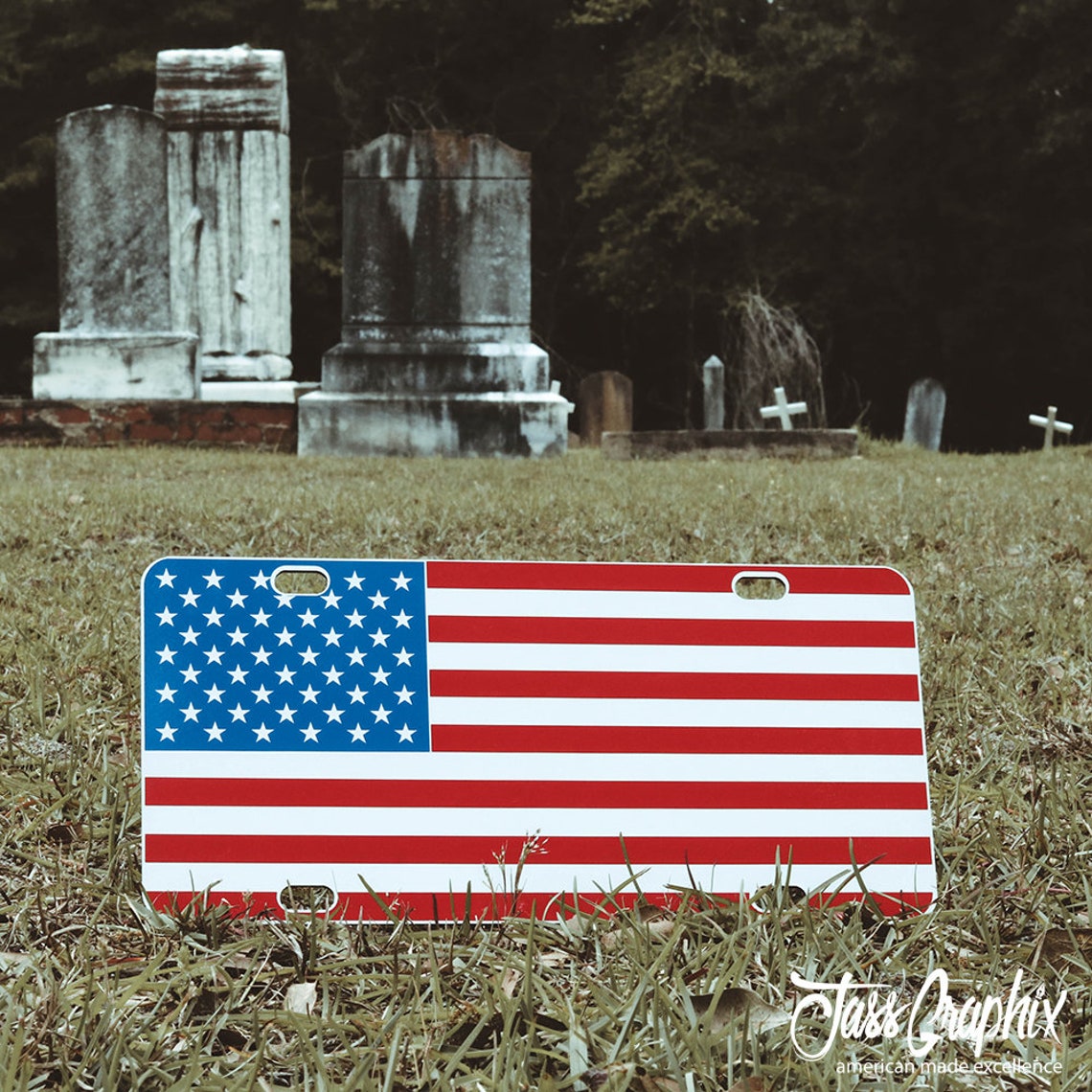 American Flag License Plate 1/8 White Aluminum - Etsy