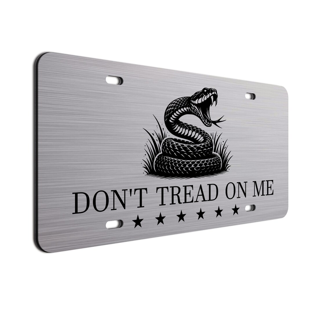 Gadsden Snake License Plate: Brushed Aluminum Car Tag - Don't Tread on ...