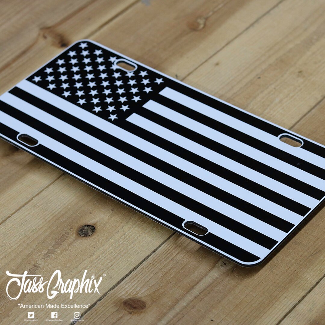 American Flag License Plate | 1/8" White Aluminum Composite Heavy Duty ...