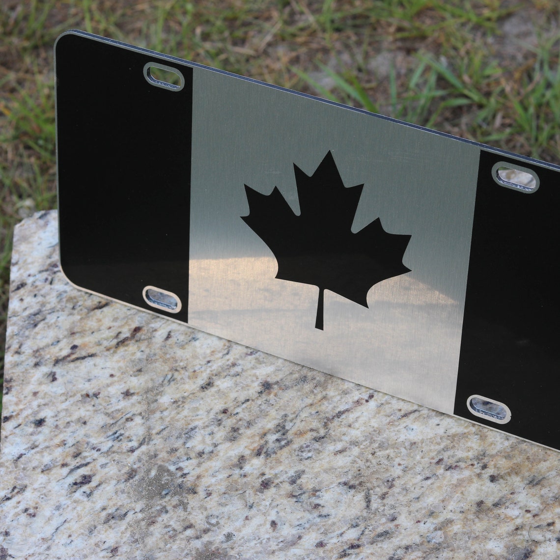 Canadian Flag License Plate Matte Black on 1/8 Black - Etsy Canada