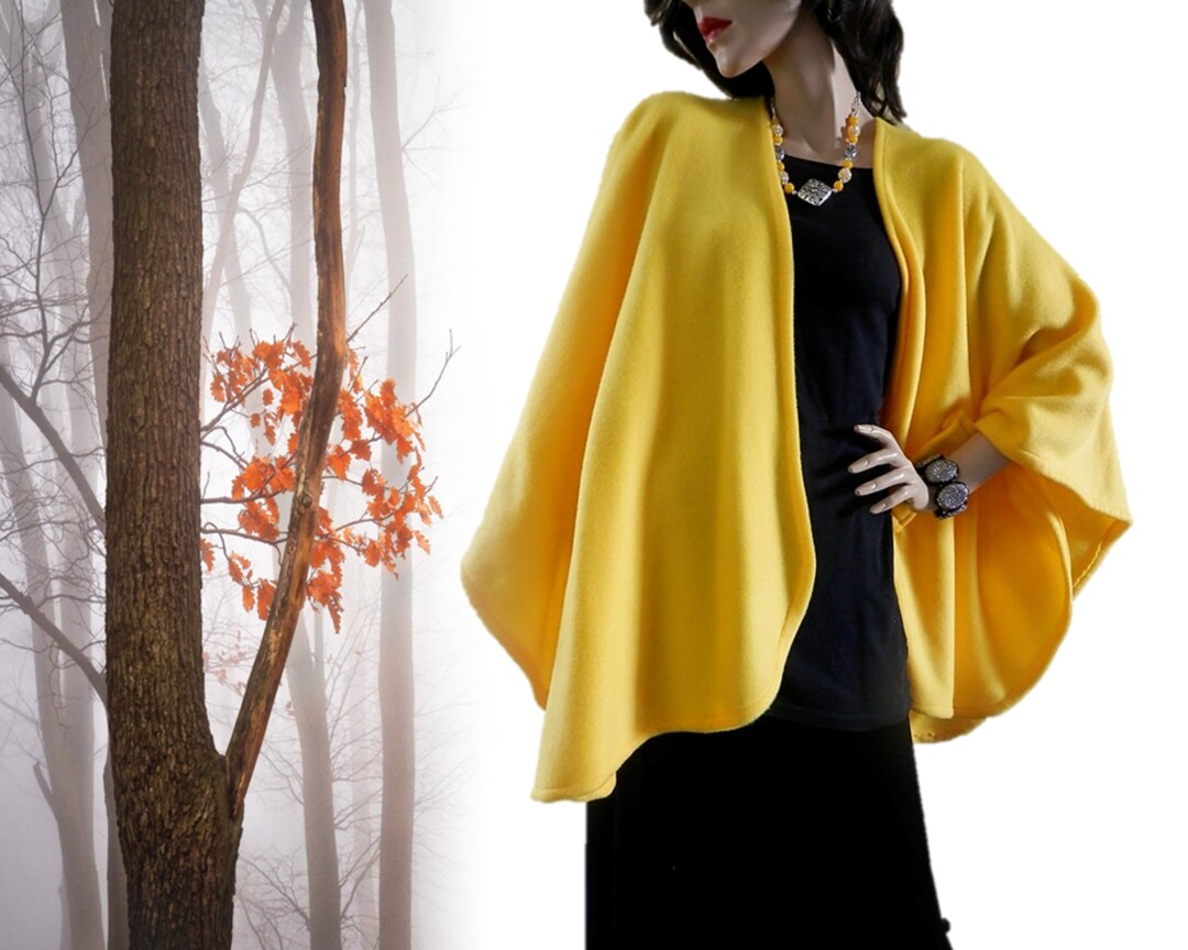 Bright Yellow Ruana Wrap/poncho/shawl/women Cape/lightweight Jacket ...