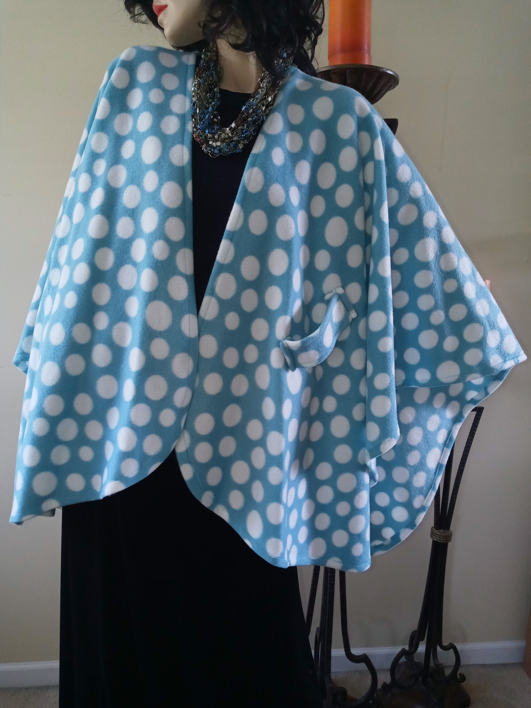 Women Wrap/all Season Wrap/ruana/polka Dot Wrap/fleece Wrap/women ...