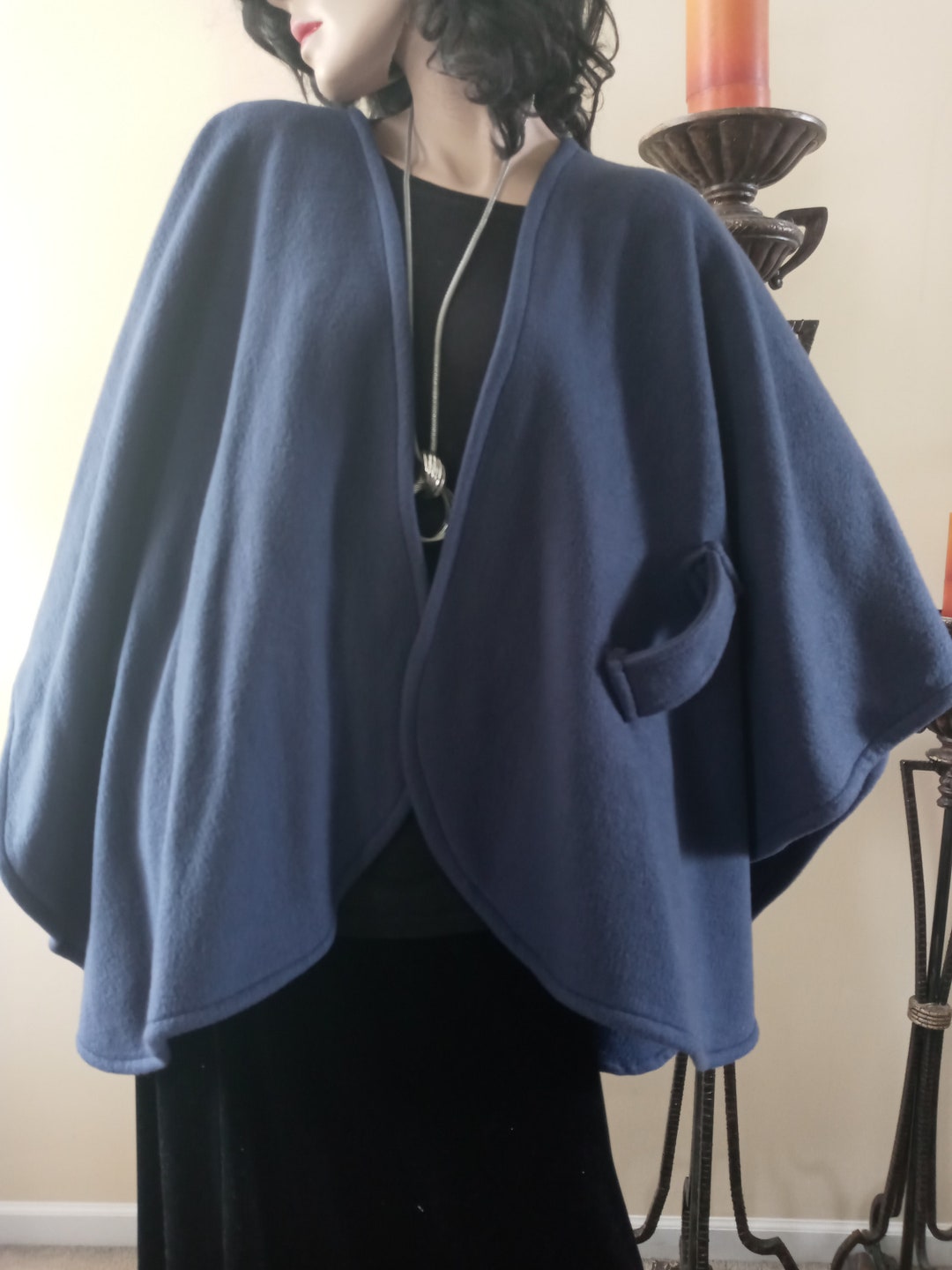 Women Wrap/winter Wrap/ruana/navy Blue Wrap/fleece Wrap/women Poncho ...