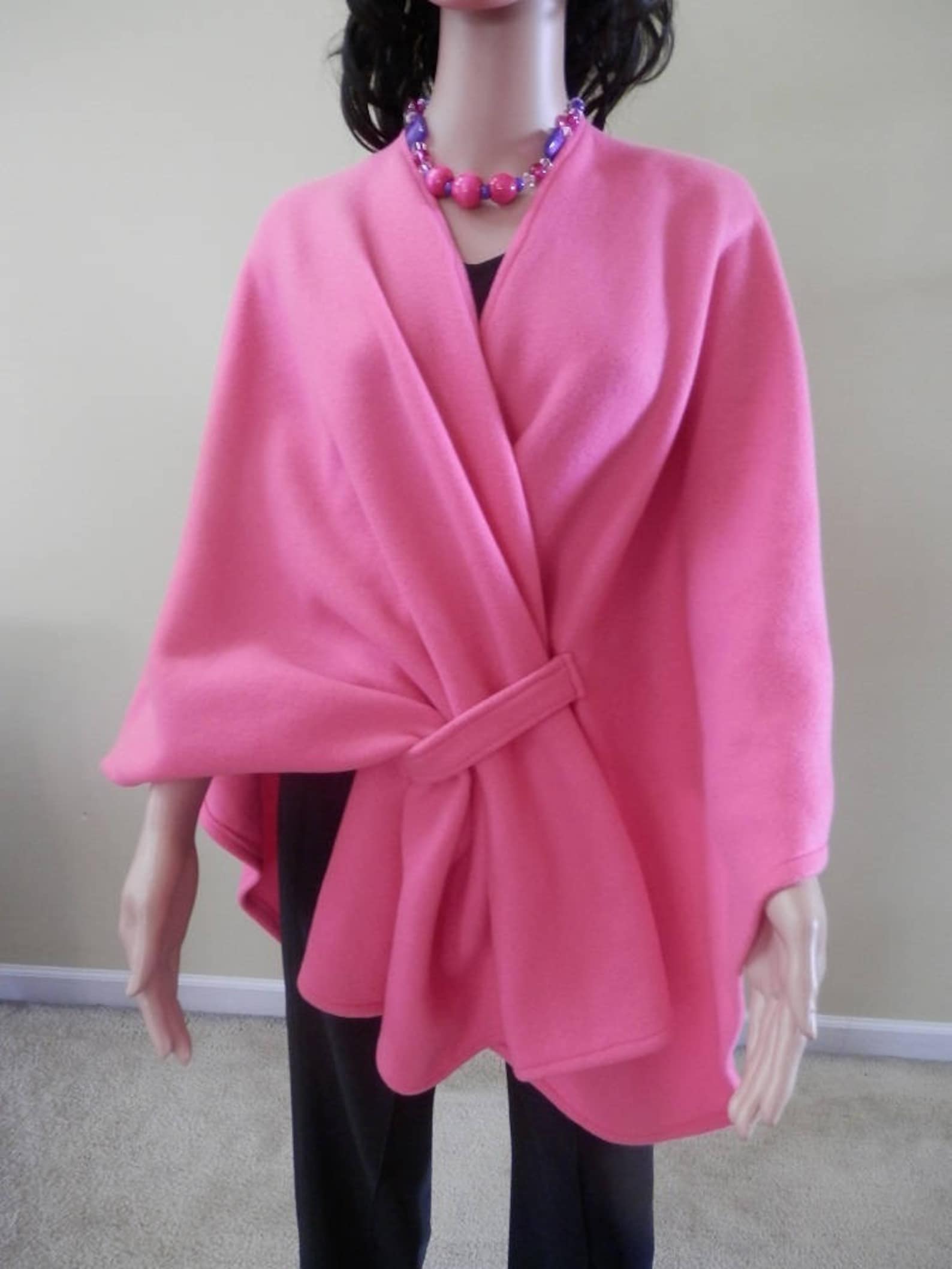 New Pink Ruana Wrap/boho Kimono/poncho Shawl/women Cape/lightweight ...