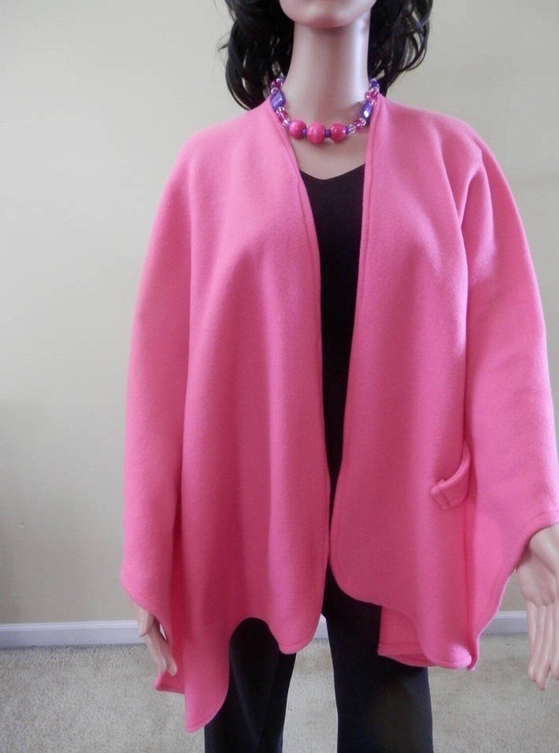 New Pink Ruana Wrap/boho Kimono/poncho Shawl/women Cape/lightweight ...