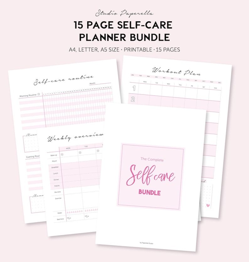 Wellness and Self Care Planner Bundle Digital Planner - Etsy