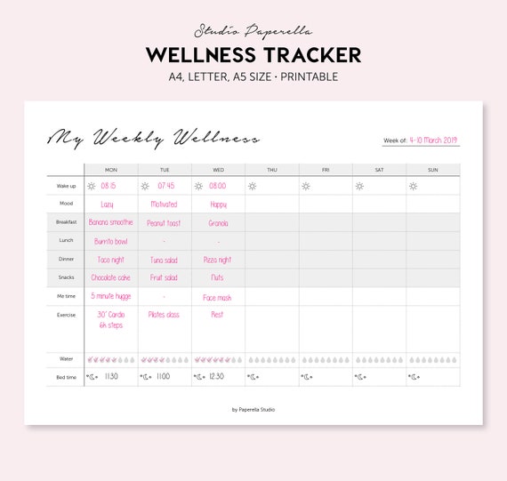 Printable Weekly Wellness Journal Wellness Planner Weekly | Etsy