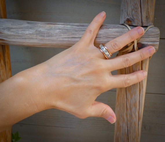 Native American Navajo Heavy Gauge Copper Silver Band… - Gem