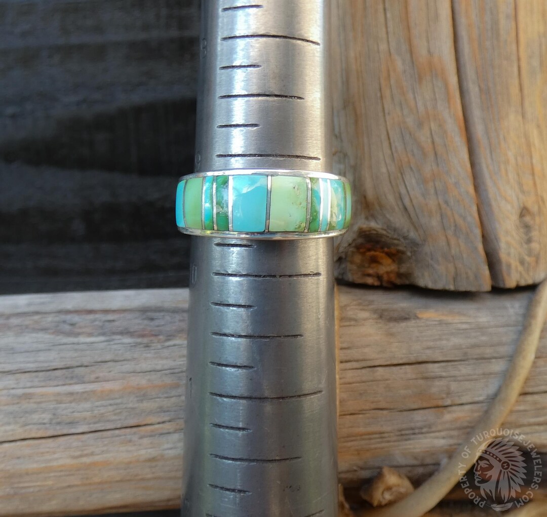 Navajo Men's 925 Sterling Silver Turquoise Wedding Anniversary Band ...