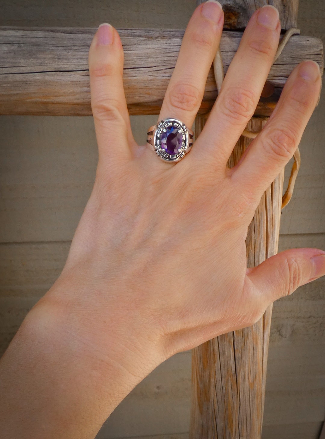 Sterling Silver Oval Amethyst Ring Size 7 by Carl Quintana, Native ...