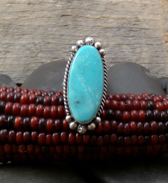 Handmade Native American Navajo Silver Large Turquois… - Gem
