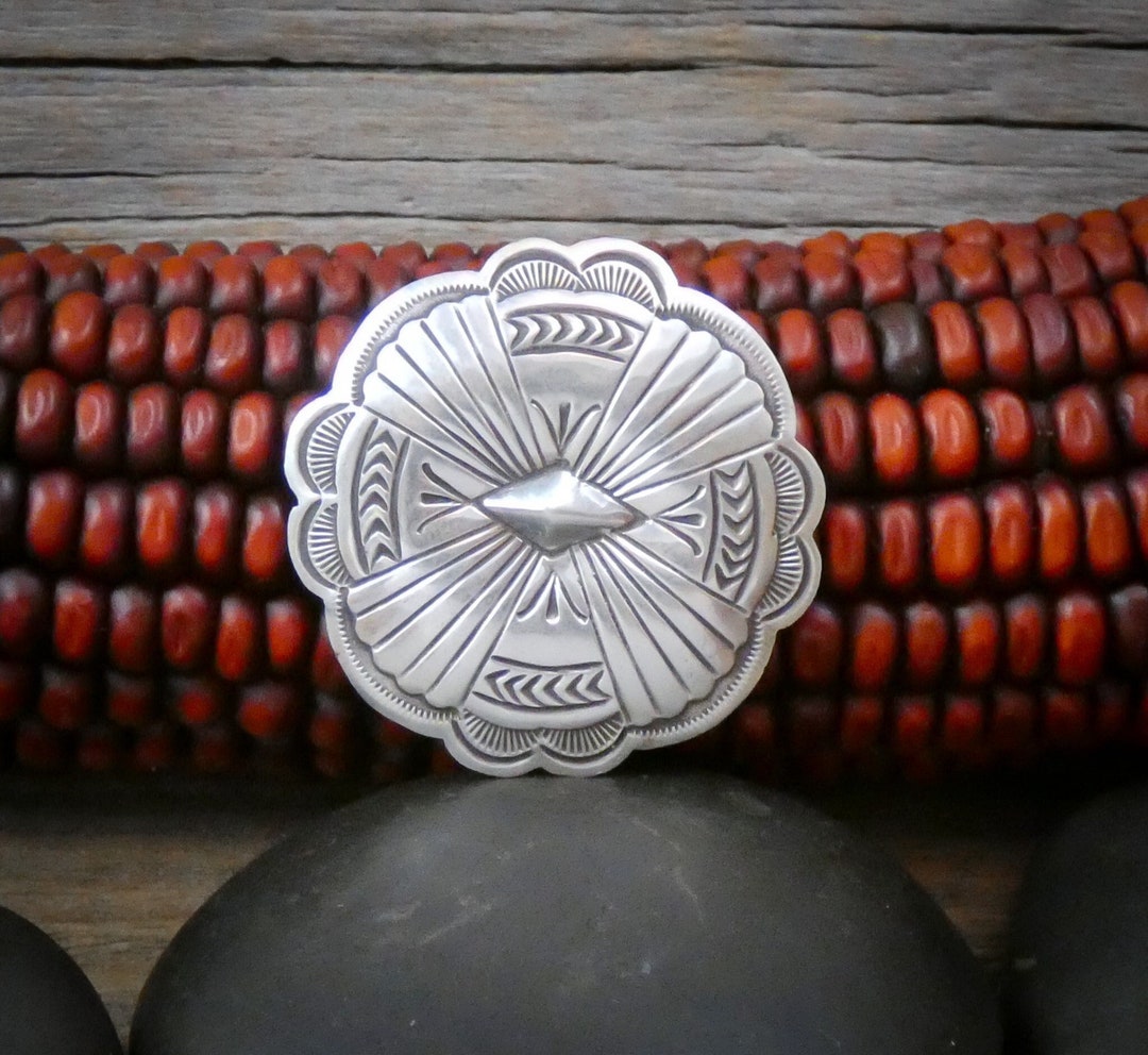 Native American Navajo Sterling Silver Round Concho Brooch Pin - Etsy