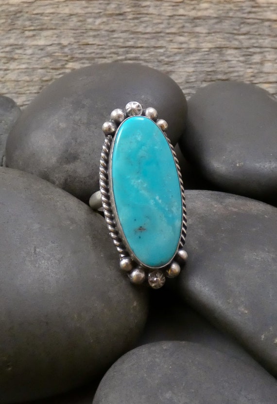 Handmade Native American Navajo Silver Large Turquois… - Gem